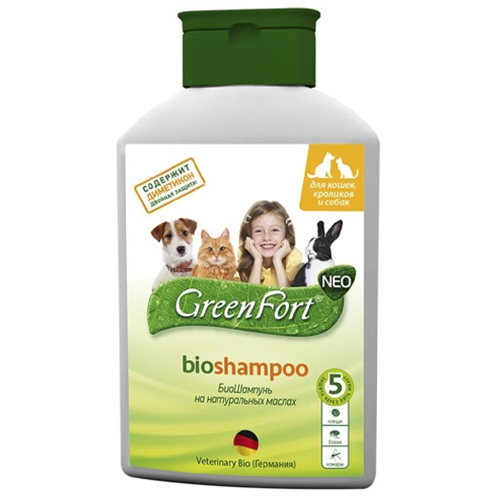 GreenFort İt, pişik və dovşan üçün birə və gənəyə qarşı bio şampun, 380 ...