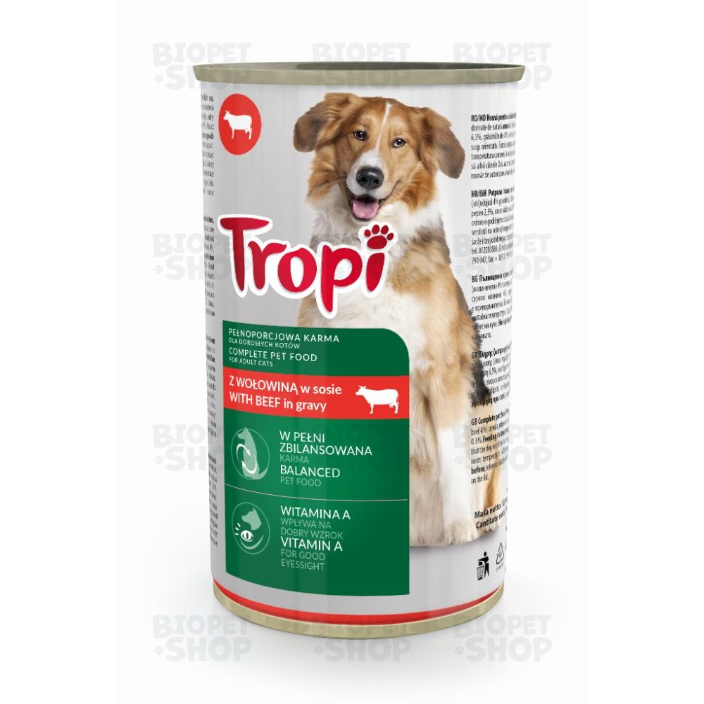 Tropi Yetkin it üçün konservləşdirilmiş yem, sousda mal əti ilə (1250 g ...