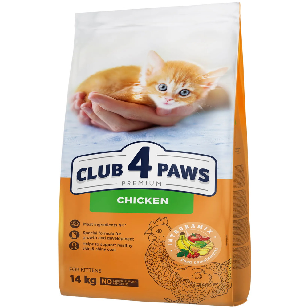 Club 4 Paws Quru yem, bala pişiklər üçün, toyuq əti ilə, kq | Biopet.az